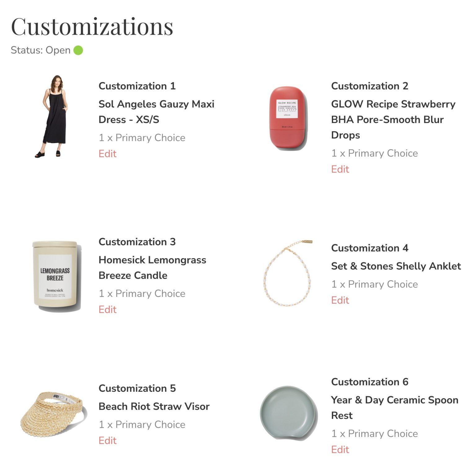 FabFitFun Summer 2025 Box - Customization Time for Annual Subscribers ...